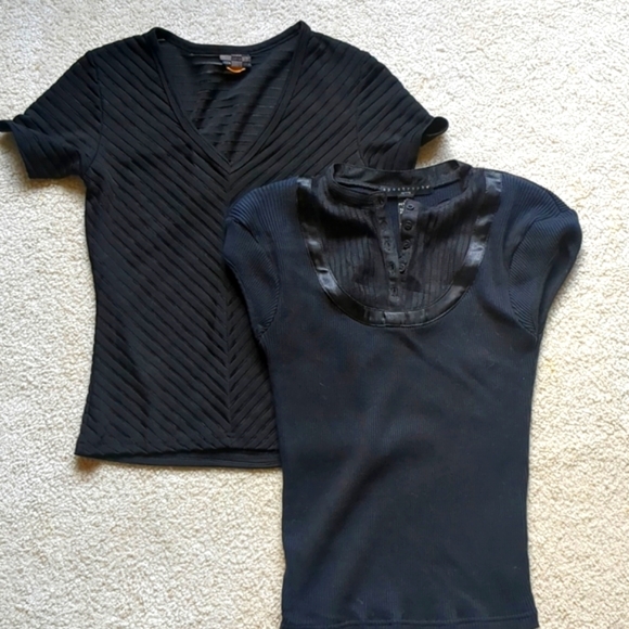 Apostrophe | Tops | Set Of 2 Stylish Black Tops With Sheer Details ...